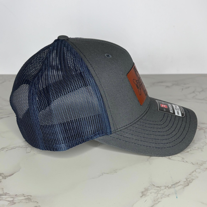 Fighter Jet Leather Patch Trucker Hat – Richardson 112 – Patriotic ...
