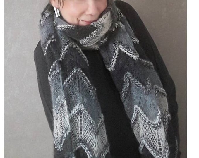 Long Scarf for Women, Mohair Wrap Shawl, Hand Knitted Mohair Shawl - Etsy