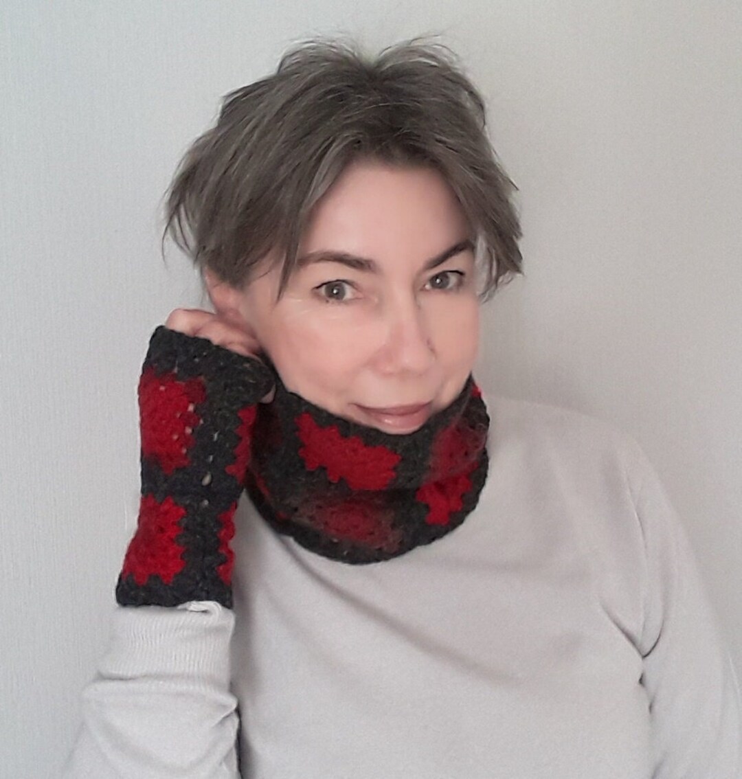 Neck Scarf and Gloves Set, Crochet Neck Warmer for Women, Neck Gaiter ...