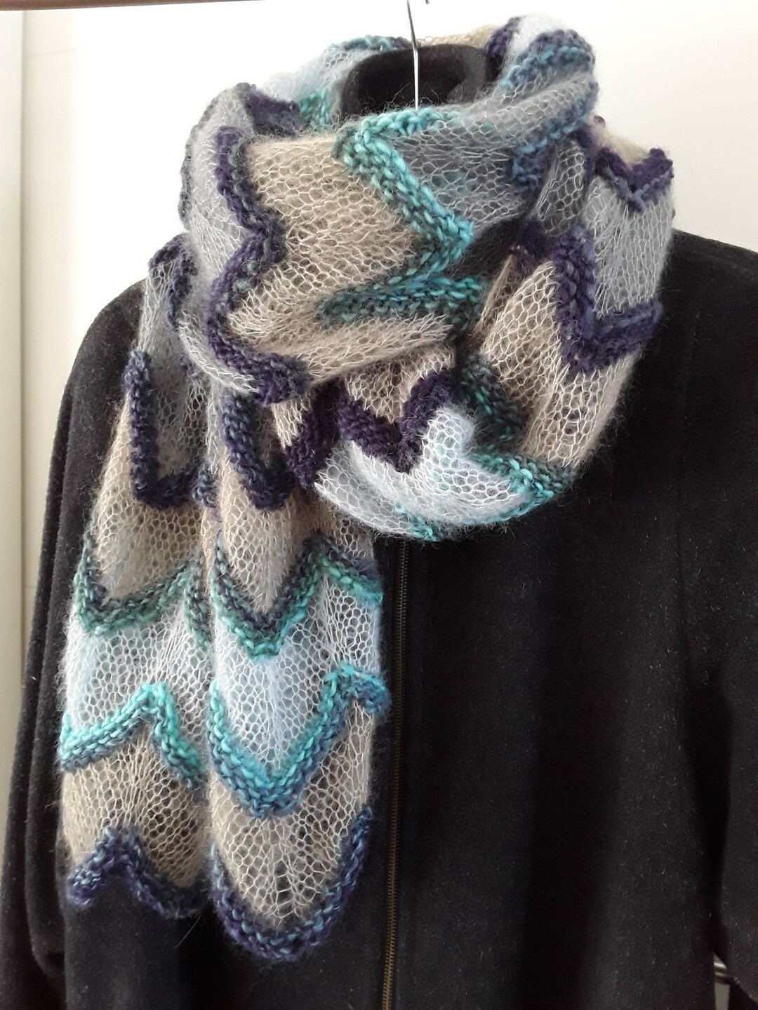 Wrap Shawl Hand Knitted, Long Women Mohair Scarf, Wedding Wrap, Evening ...