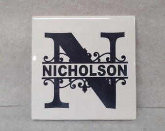 Home & Family Engraved Tile Coasters set of 4 / Personalized / Gift ...