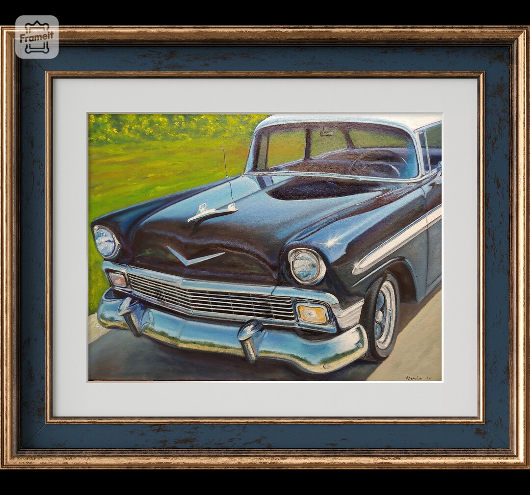 1956 Chevy Belair Archival Fine Art Print Giclée of Original Oil ...