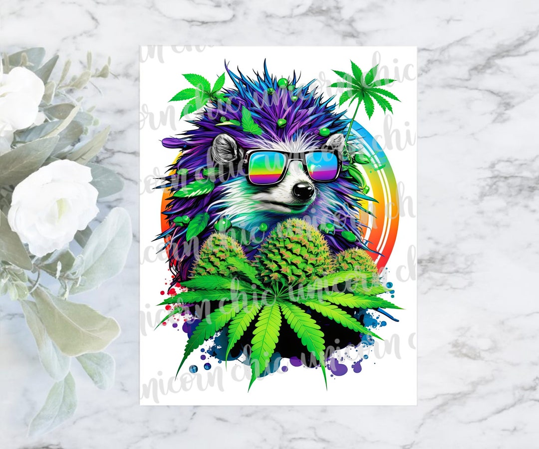 Marijuana Hedgehog Sublimation Transfer Cannabis Sublimation Weed ...