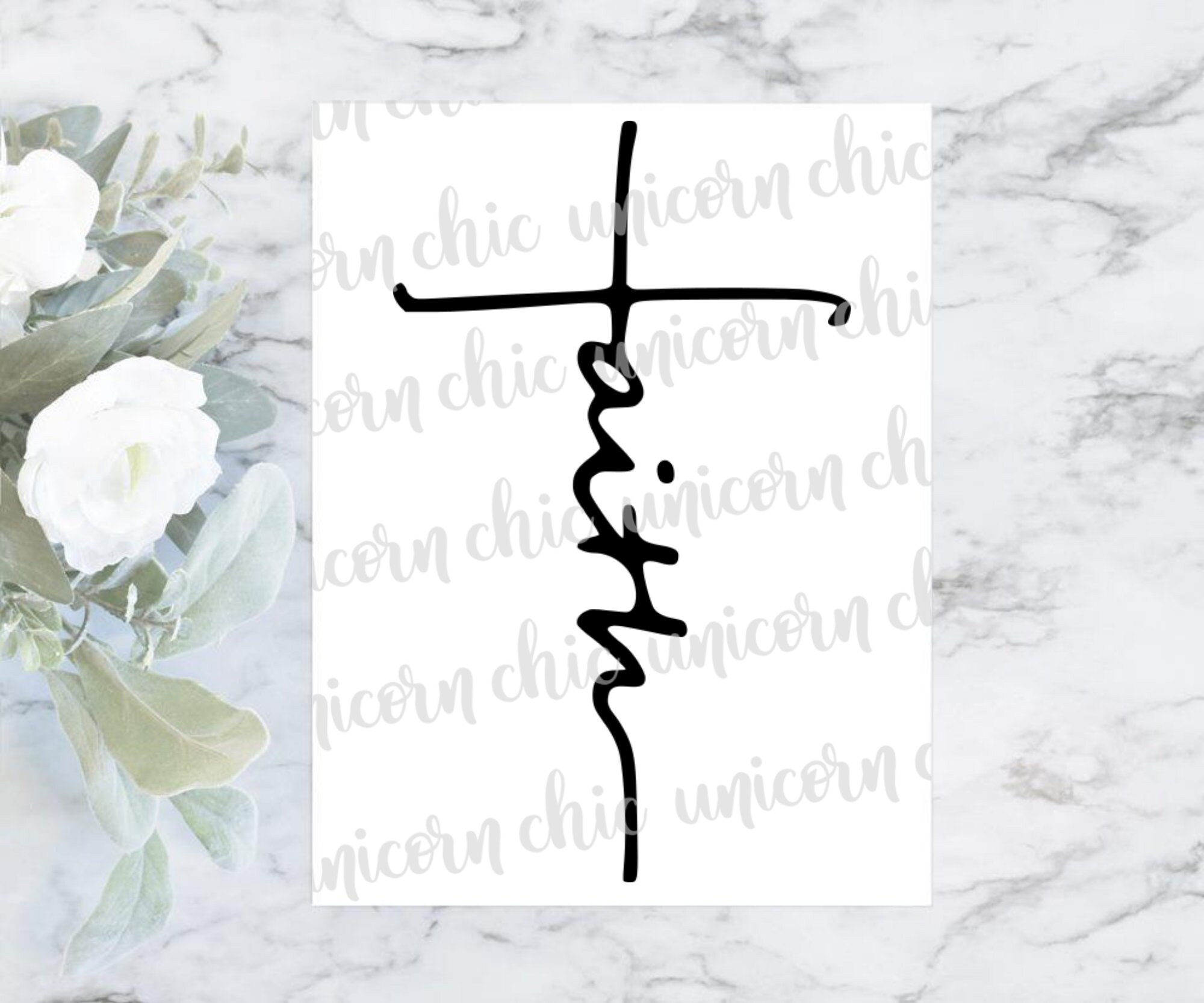 Faith Cross Cursive Cross Faith Sublimation Transfer - Etsy