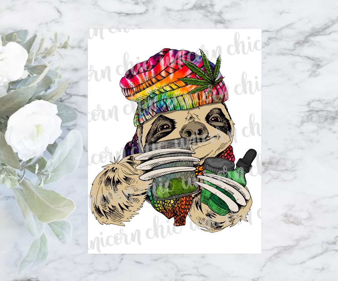 Weed Sloth Marijuana Sublimation Transfer Weed Sublimation - Etsy