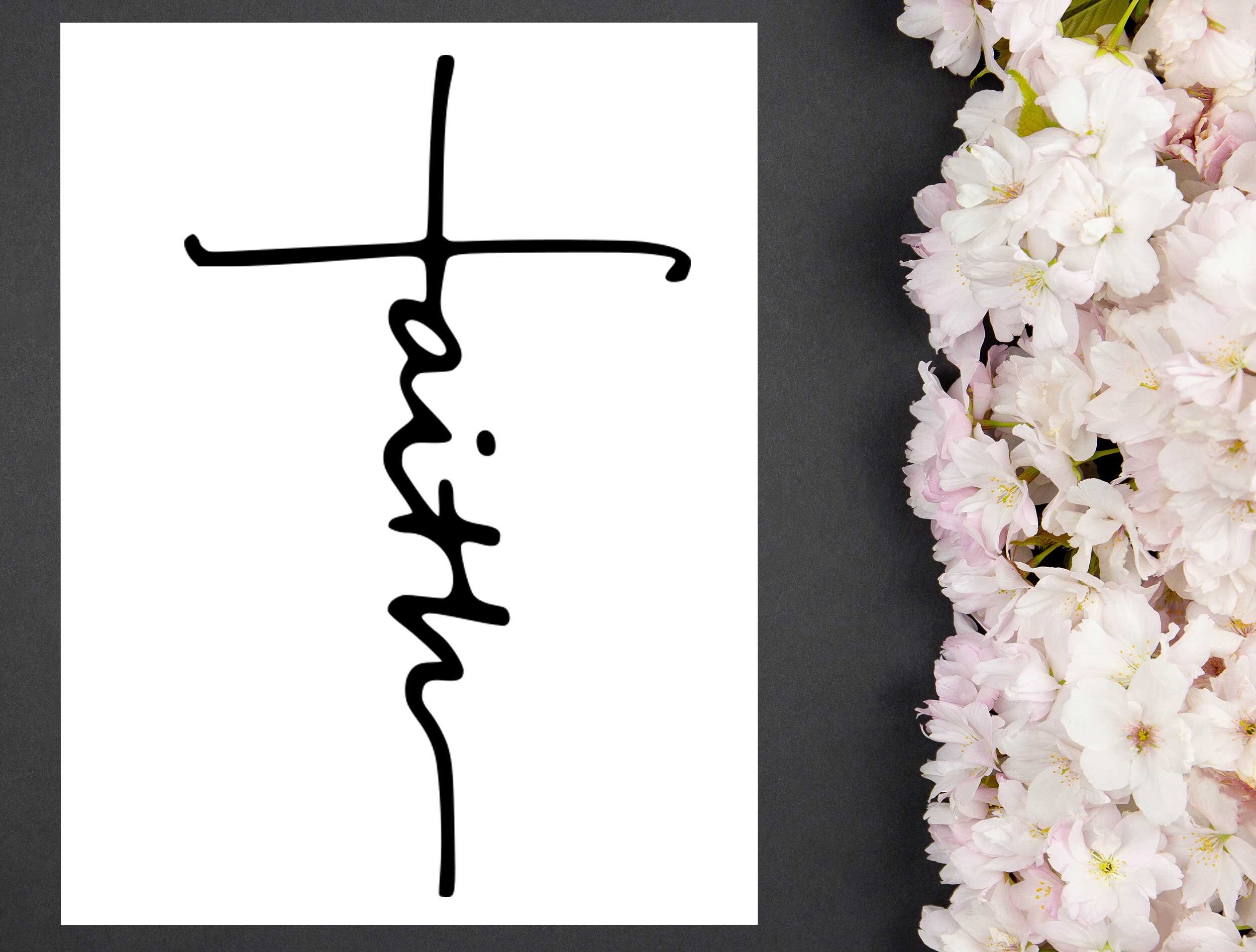 Faith Cross Cursive Cross Faith Sublimation Transfer - Etsy