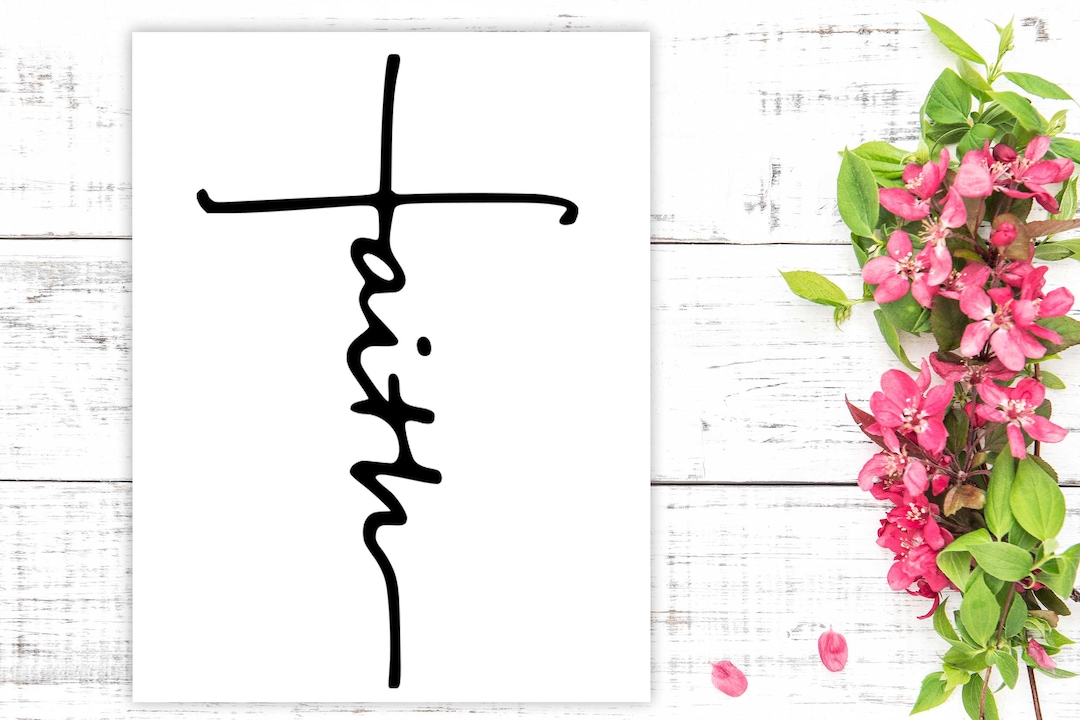 Faith Cross - Cursive Cross - Faith Sublimation Transfer - 8.5" X 11 ...