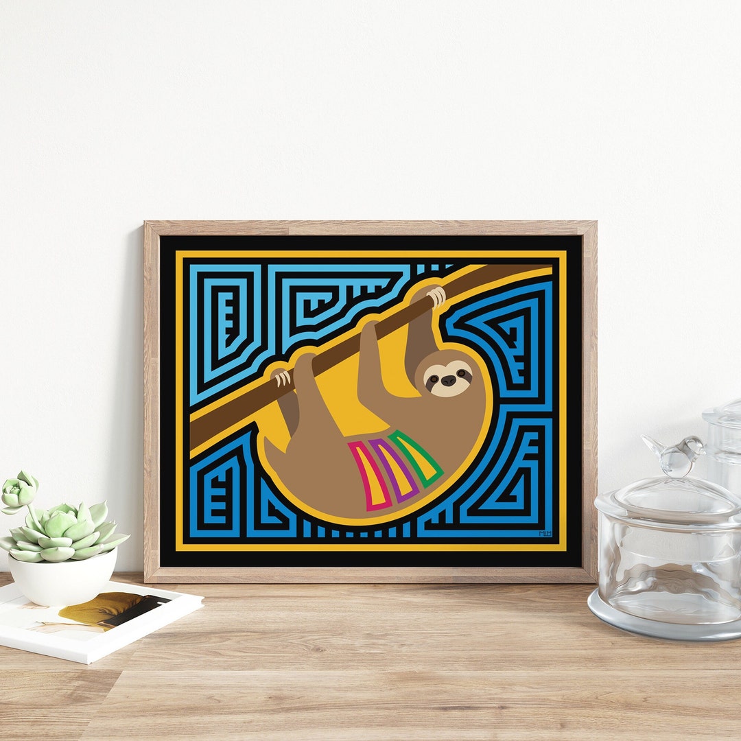 Sloth (Oso Perezoso) Mola-Inspired Art Print, Sloth Art - Etsy Nederland