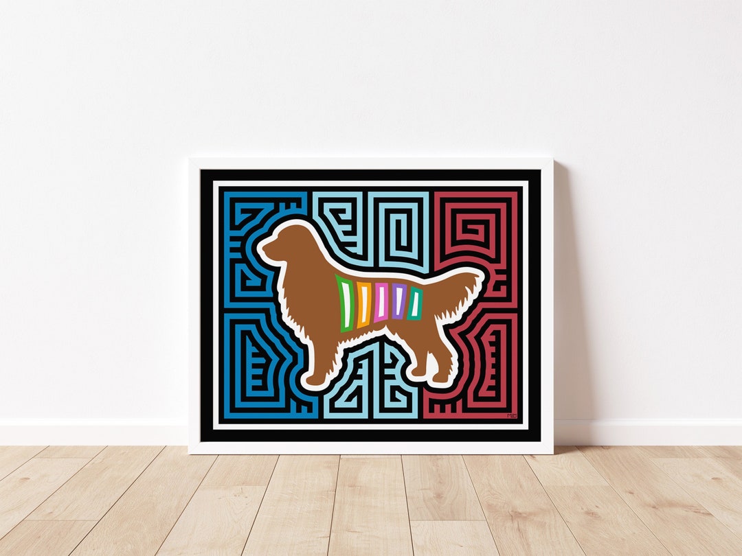 Golden Retriever Mola-inspired Art Print, Dog Artwork - Etsy