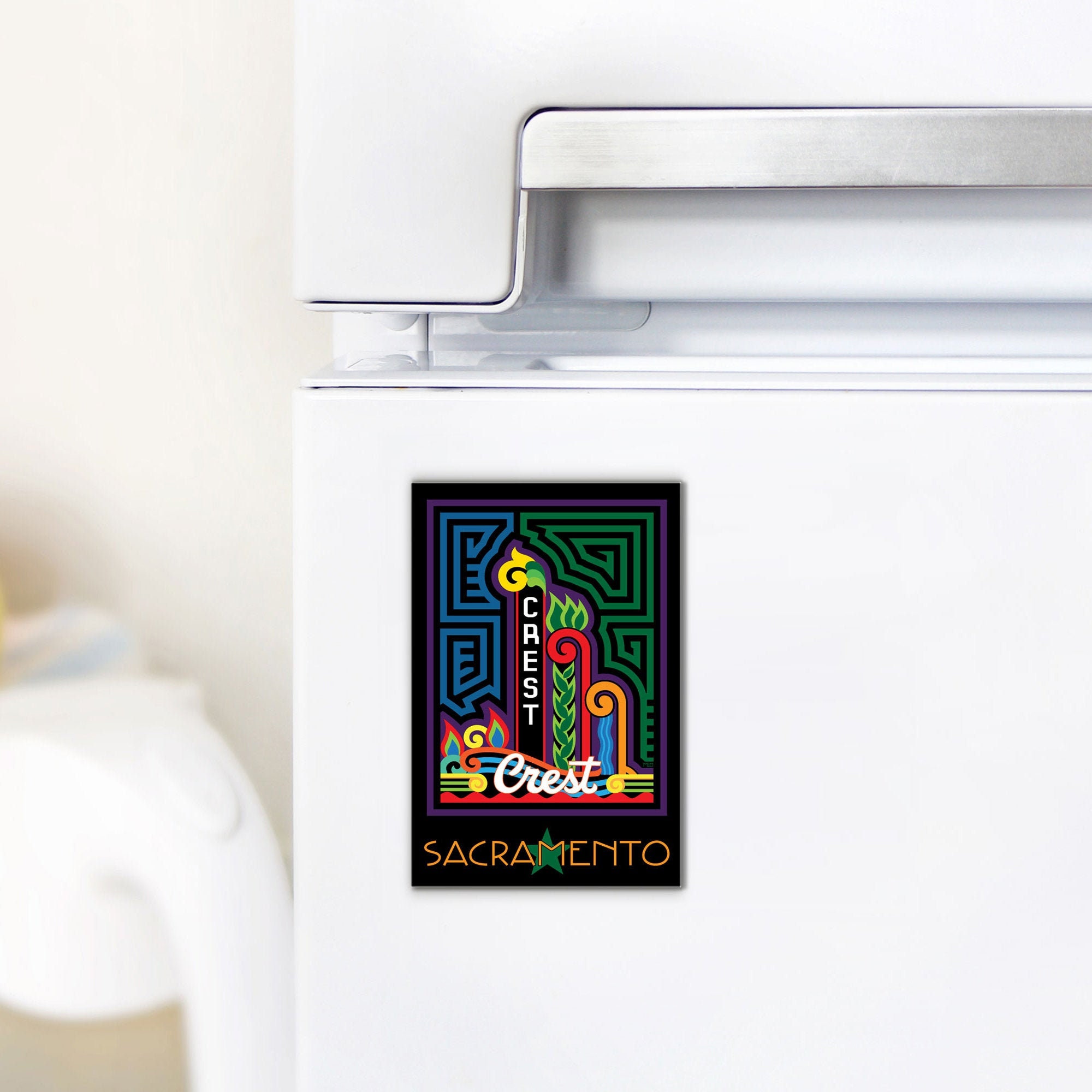 Magnet with Mola-Inspired Design Sacramento Crest Theater At Night ...
