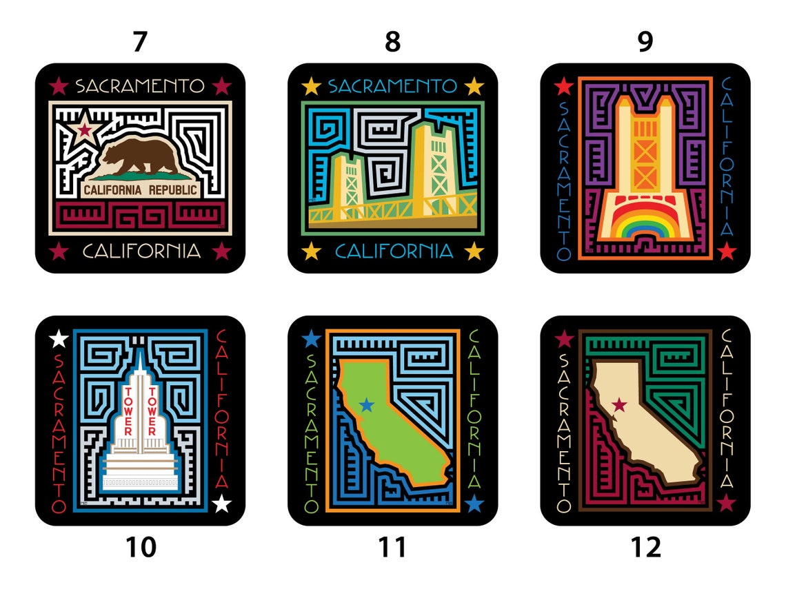 Sets of Sacramento and California Themed Coasters - 14 Designs ...