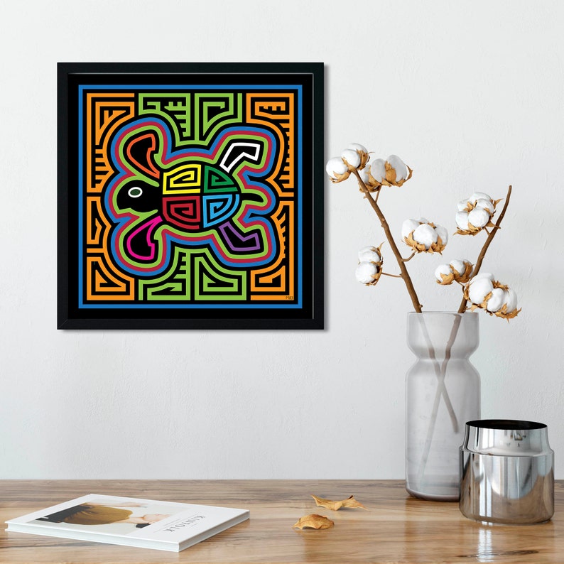 Tortoise Mola-inspired Art Print Abstract Tortoise | Etsy