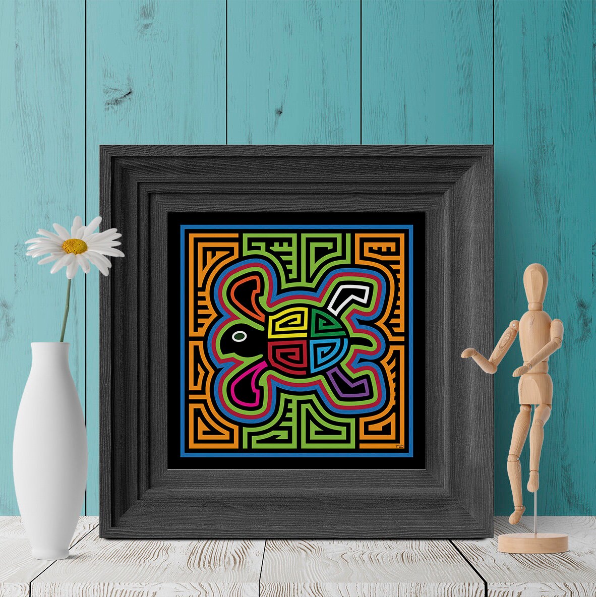 Tortoise Mola-inspired Art Print Abstract Tortoise | Etsy