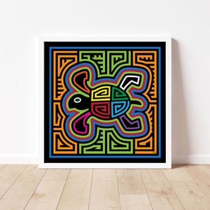 Tortoise Mola-inspired Art Print, Abstract Tortoise, Beach-inspired Art ...