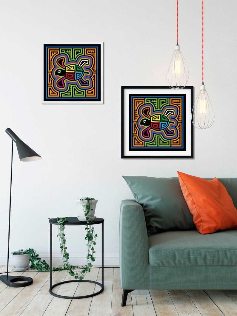 Tortoise Mola-inspired Art Print Abstract Tortoise - Etsy