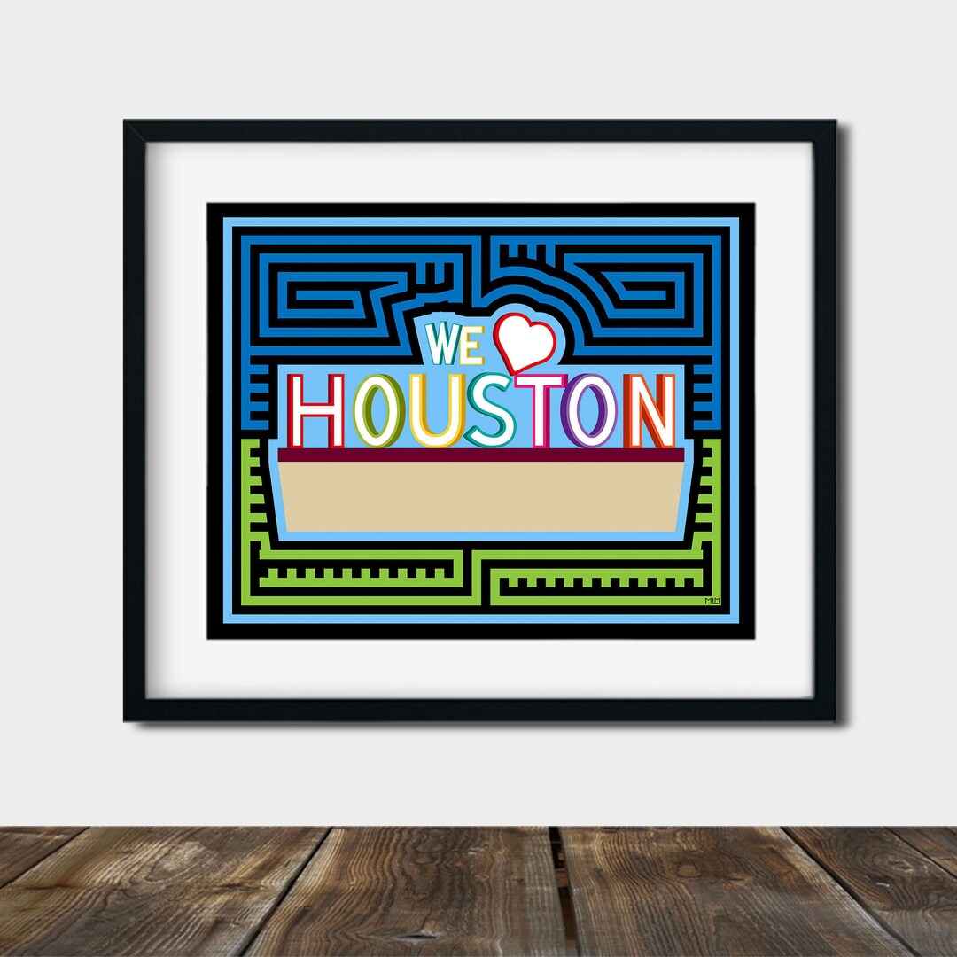 We Love Houston Sign Mola-inspired Art Print daytime, Houston Iconic ...