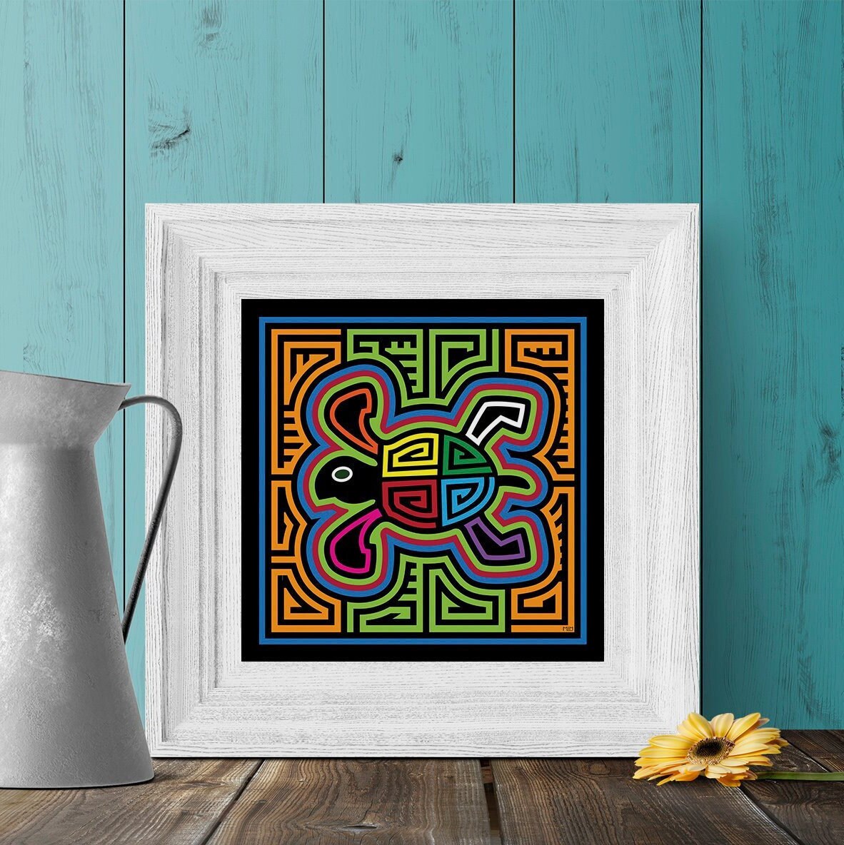 Tortoise Mola-inspired Art Print Abstract Tortoise | Etsy