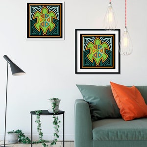 Sea Turtle Mola-inspired Art Print - Etsy