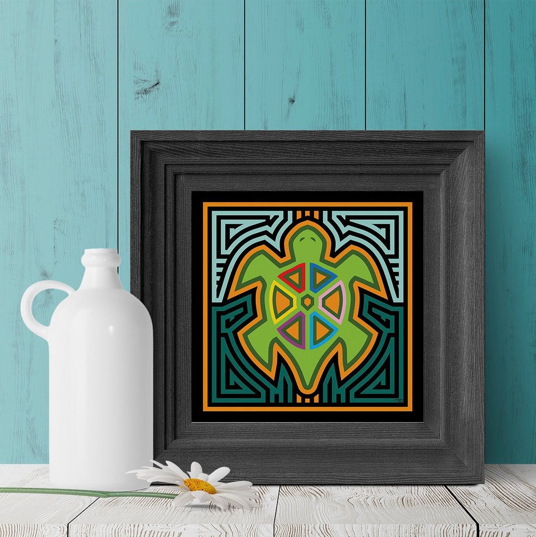 Sea Turtle Mola-inspired Art Print - Etsy