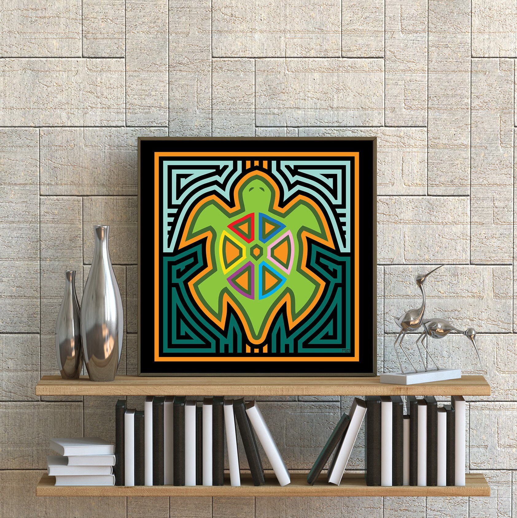 Sea Turtle Mola-Inspired Art Print | Etsy