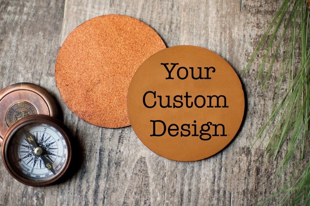 Custom Leather Coaster | Your Own Design - Etsy