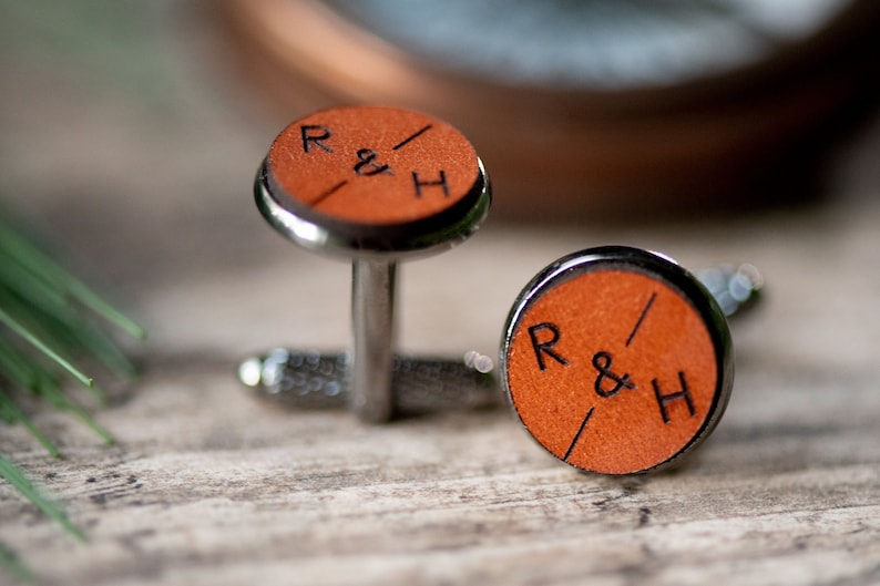 Custom Leather Cuff Links Personalized Cufflinks Groom Gift | Etsy