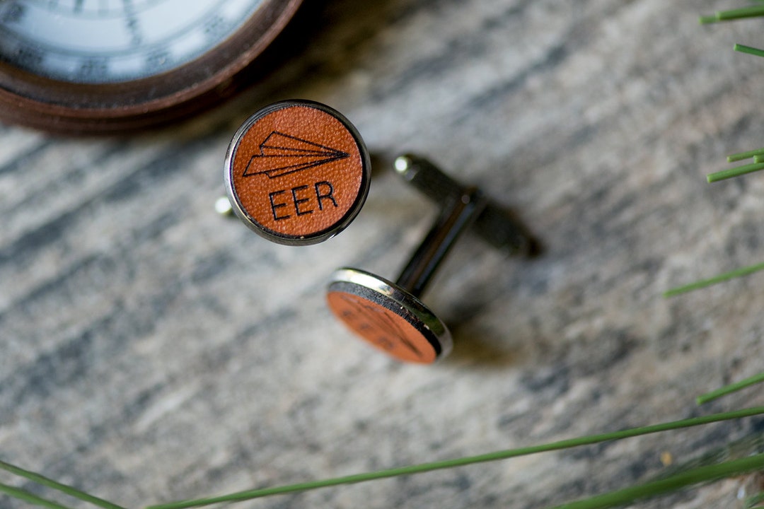 Custom Cufflinks, Personalized Leather Cufflinks, Groom Gift, Groomsmen ...