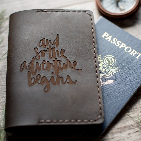 Leather Monogram Passport Holder - Etsy