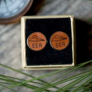 Custom Cufflinks, Personalized Leather Cufflinks, Groom Gift, Groomsmen ...