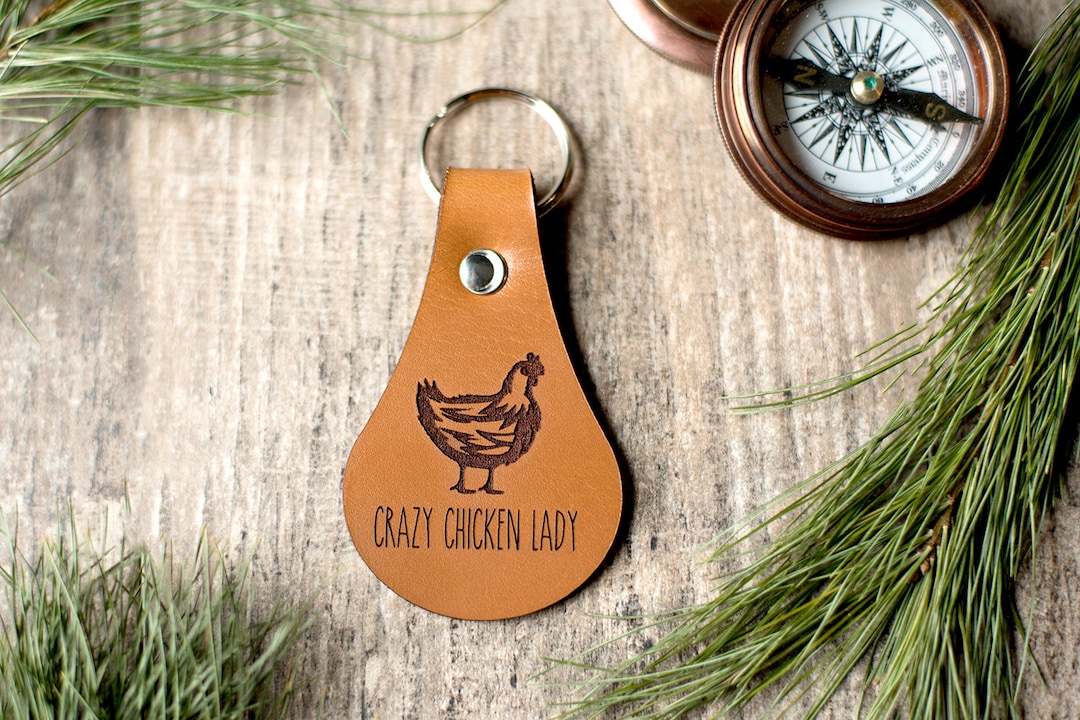 Crazy Chicken Lady Keychain, Chicken Lady Key Fob Keychain ...