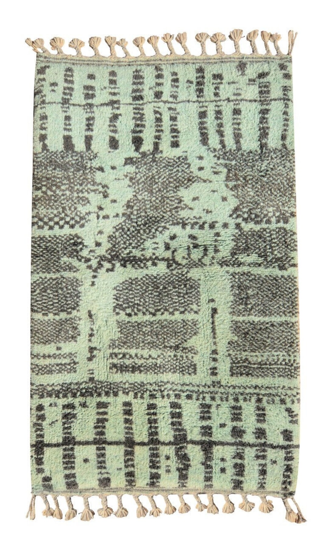 Green Beni Ourain, New Moroccan Rug, Hand Knotted Rug, Wool Rug, Mint ...