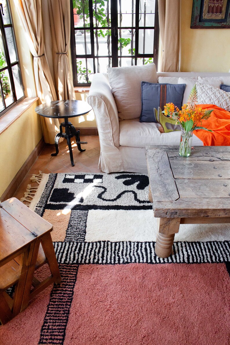 Checkered Rug Checker Print Moroccan Rug Rust Moroccan Rug - Etsy