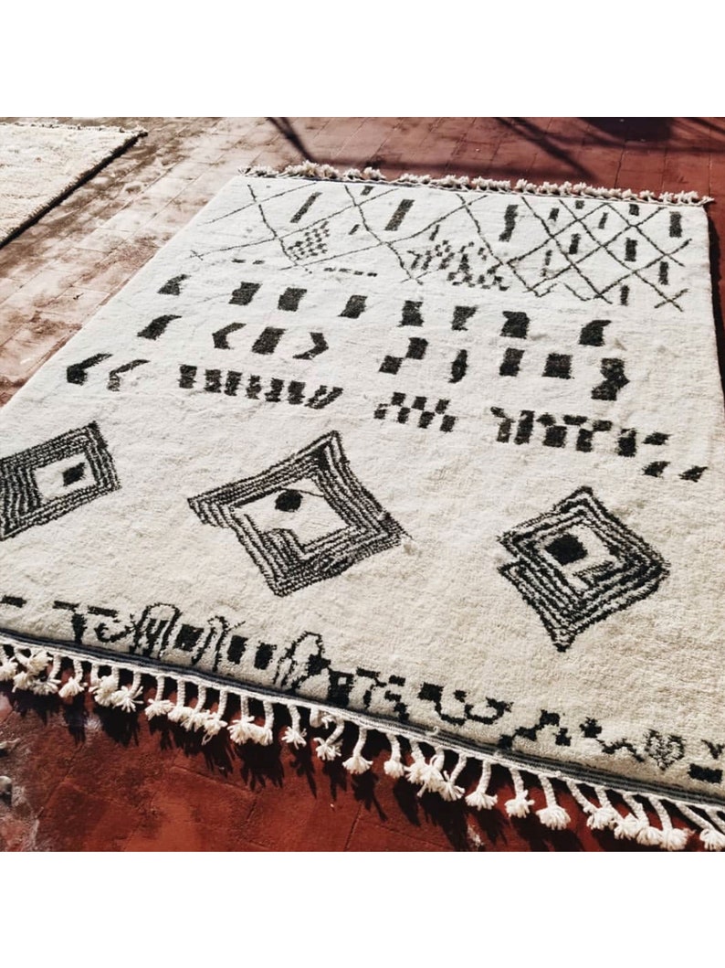 Beni Ourian Black Moroccan Rug Moroccan Rug Diamond Beni - Etsy