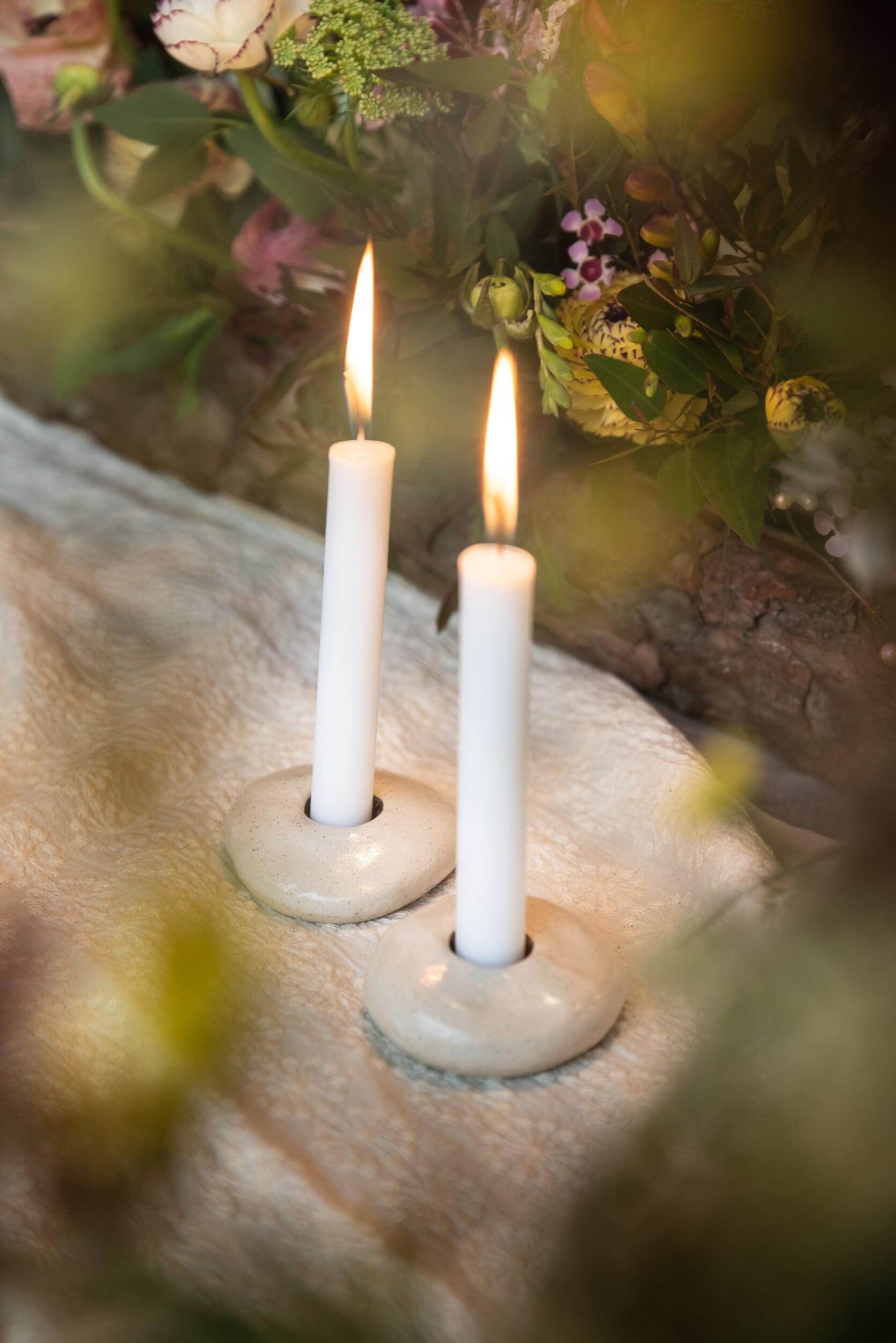 Trendy Pair of Shabbat Candlesticks Ceramic & Gold | Etsy