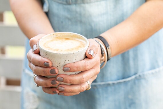 Pottery Handless Mug Set of 2 Stoneware Ceramic Mugs | Etsy