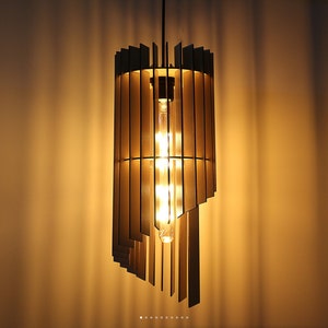 Tube Pendant Light Shade / Lamp Shade Kit in Birch Wood, 29-37cm Tall ...
