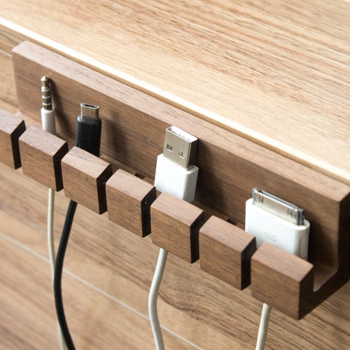 Wooden Cable and Charger Organizer for Laptop Cable Management - Etsy