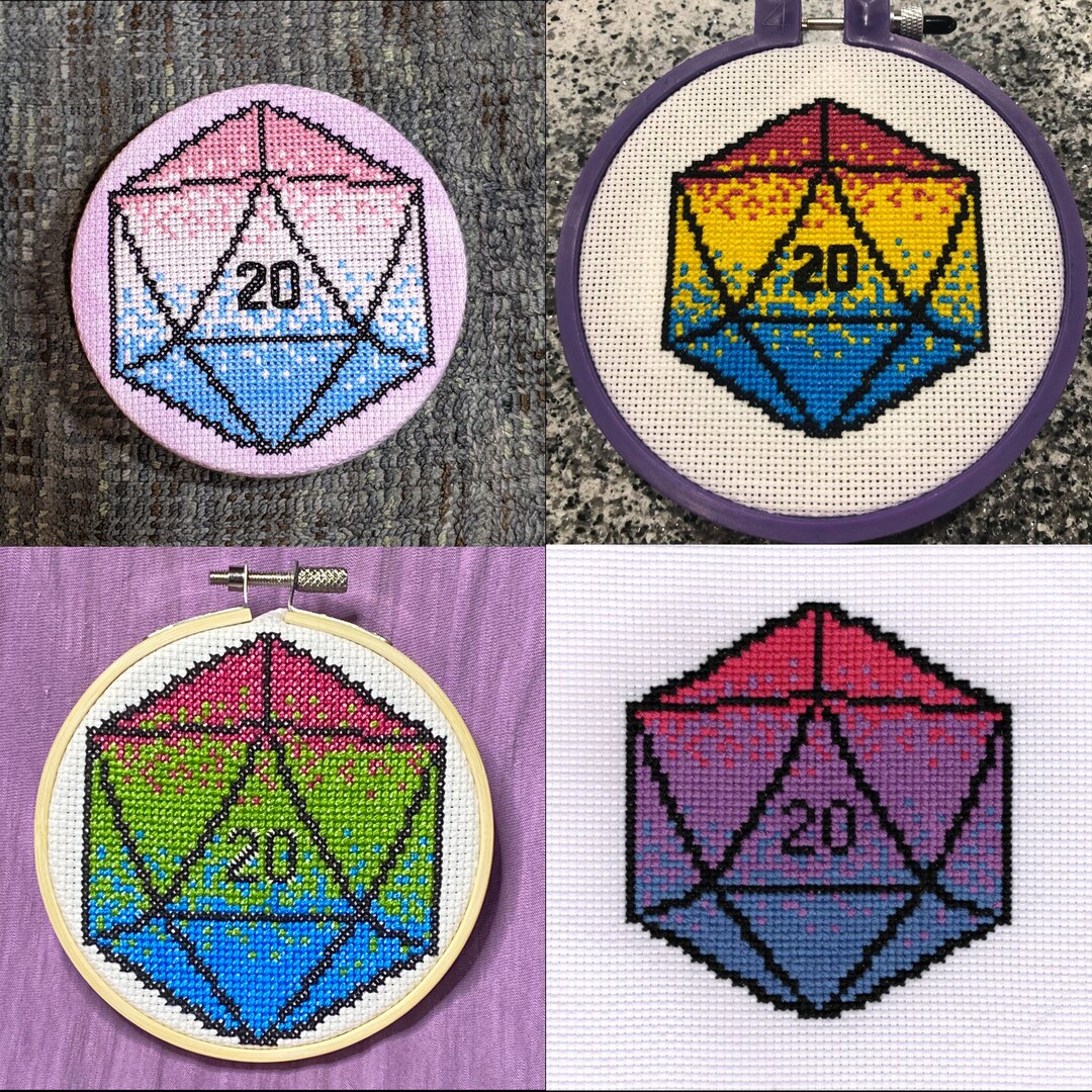 Beginner-friendly Pride Dice D20 Cross Stitch Pattern Set D20-inspired ...