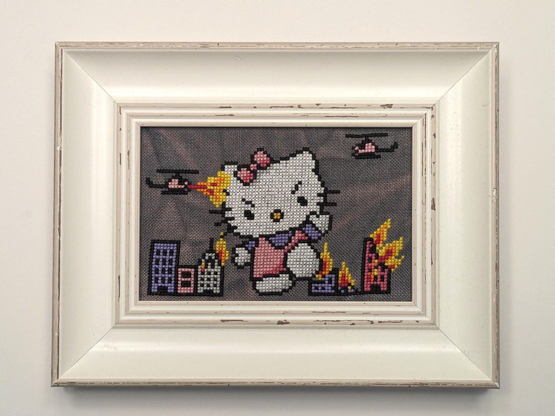 Hell No Kitty Kaiju EASY Cross Stitch Pattern - Instant PDF Download - Etsy