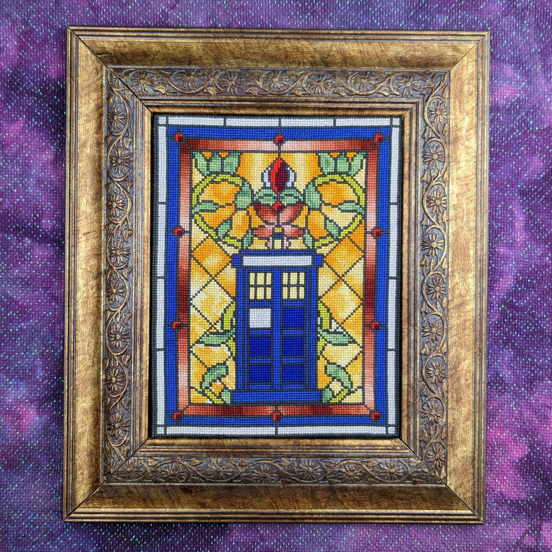 Stained Glass Style Time Machine Cross Stitch Pattern - Instant PDF ...