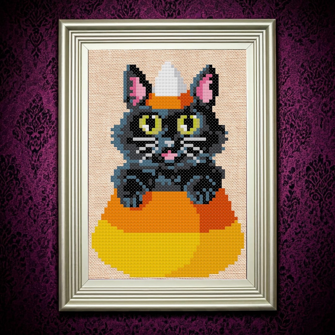 Kittycorn (candy Corn Kitten) Cross Stitch Pattern - Instant PDF ...