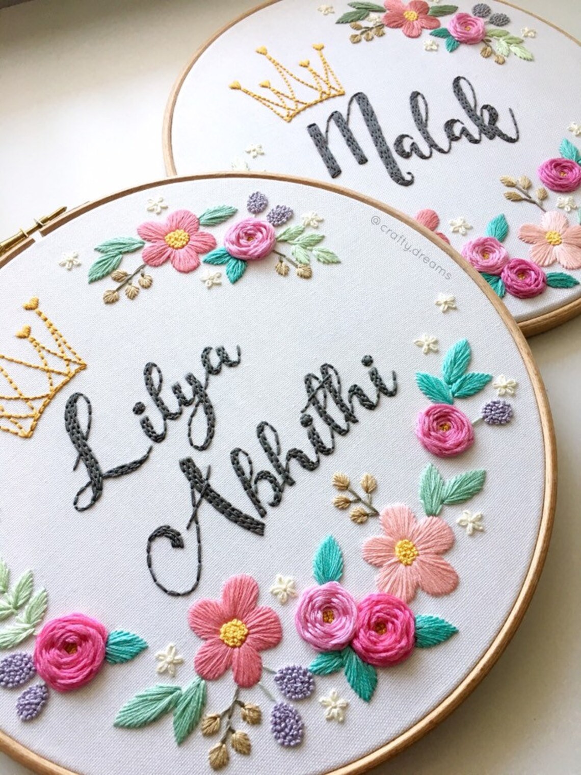 Personalized Name Embroidery Hoop, Floral Custom Name Hoop Art - Etsy UK