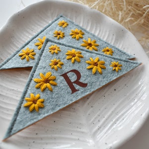 Initial Embroidered Corner Bookmark. Monogram Bookmark. Personalised ...