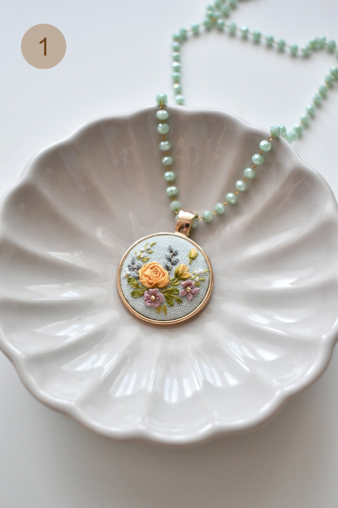 Floral Embroidered Ribbon Rose Necklaces - Etsy