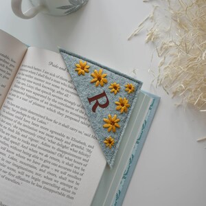 Initial Embroidered Corner Bookmark. Monogram Bookmark. Personalised ...