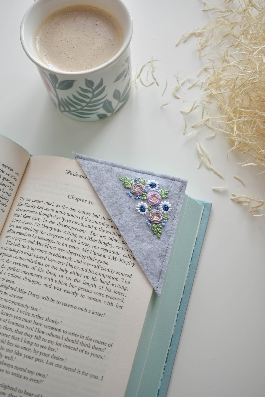 Embroidered Corner Bookmark - Aura - Etsy