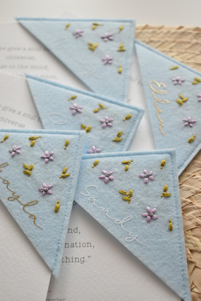 Personalised Embroidered Corner Bookmark. Felt Corner Bookmark - Etsy