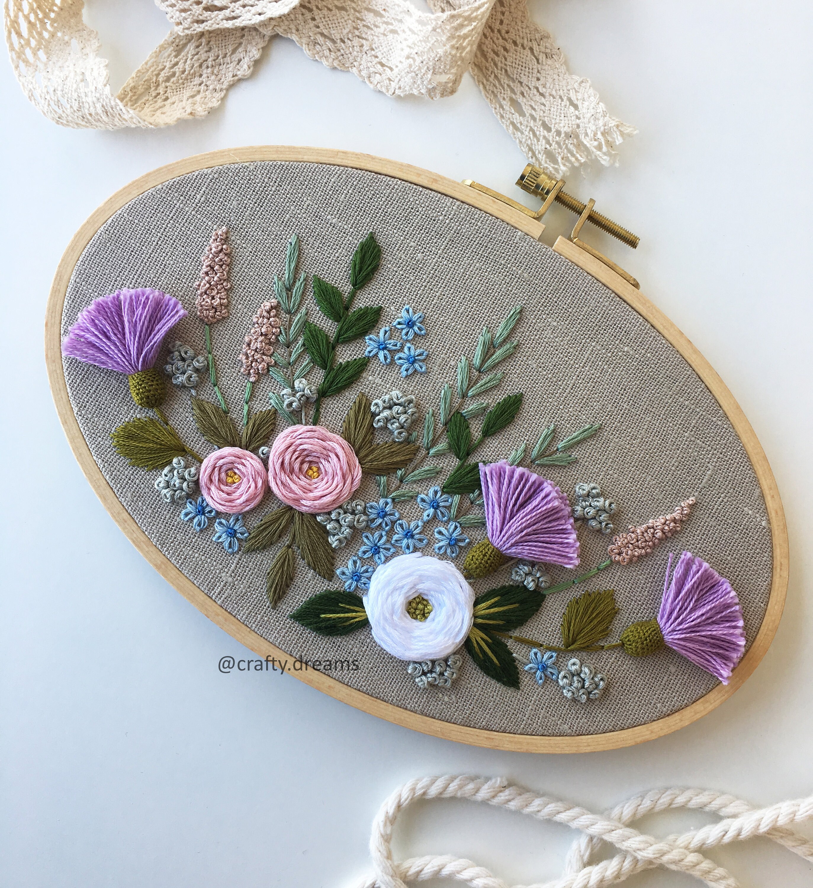 Floral Oval Hoop Embroidery - Etsy