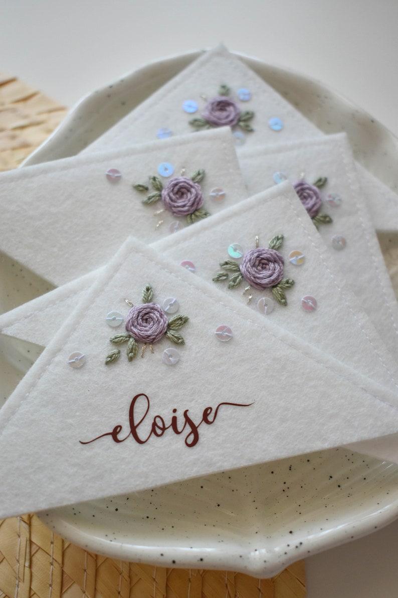Personalised Embroidered Corner Bookmark. Eloise. Valentine’s Day Gift ...