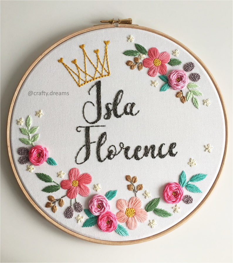 Personalized Name Embroidery Hoop, Floral Custom Name Hoop Art - Etsy UK